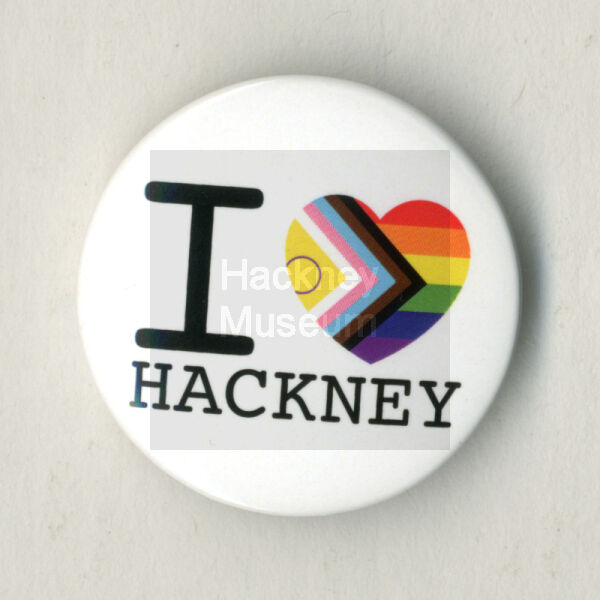 Badge - I Heart Hackney Progress Pride flag | Hackney Museum