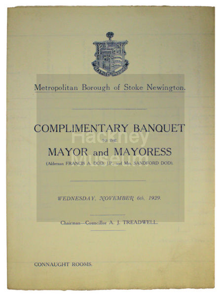 Civic banquet menu | Hackney Museum