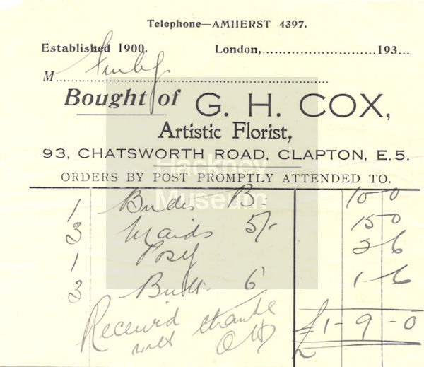 Shop receipt | Hackney Museum