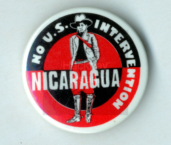 'Nicaragua No U.S. Intervention' badge | Hackney Museum