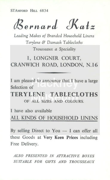 Business paper : Bernard Katz | Hackney Museum