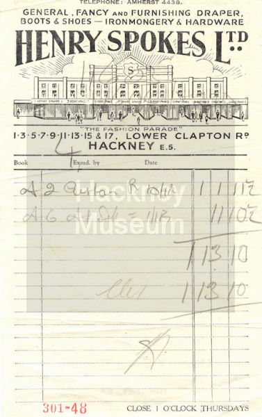 Shop receipt | Hackney Museum