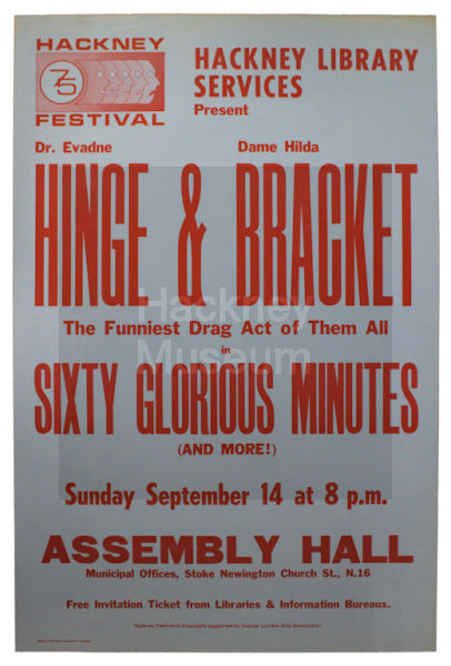 Comedy poster : Hinge and Bracket | Hackney Museum