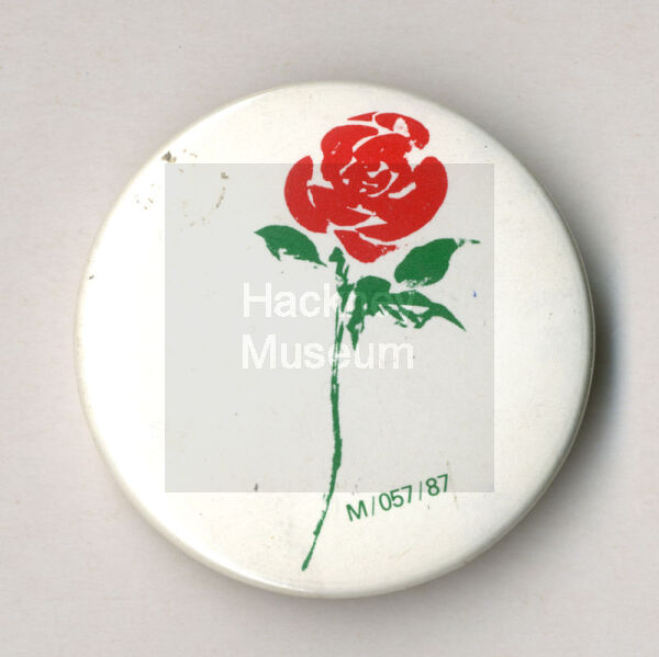 Badge - Labour Party Rose | Hackney Museum