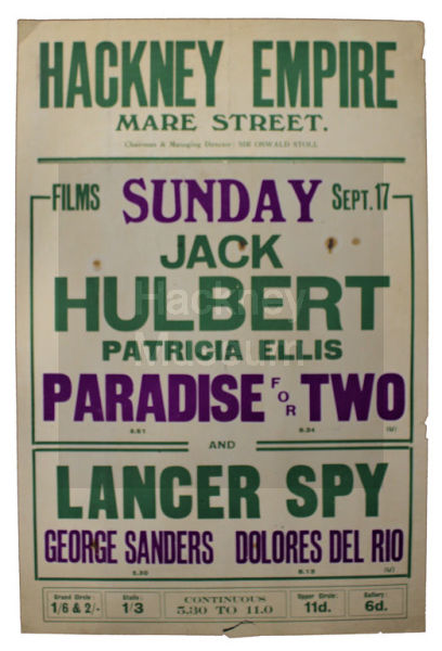 Hackney Empire poster : Paradise for two at the Hackney Empire | Hackney Museum