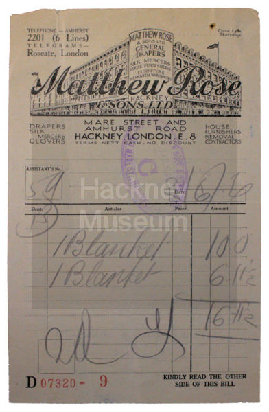 Shop receipt | Hackney Museum