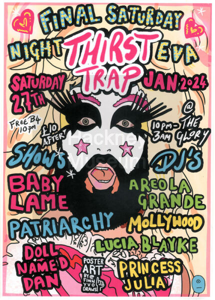 Final Saturday Night Eva Thirst Trap poster | Hackney Museum